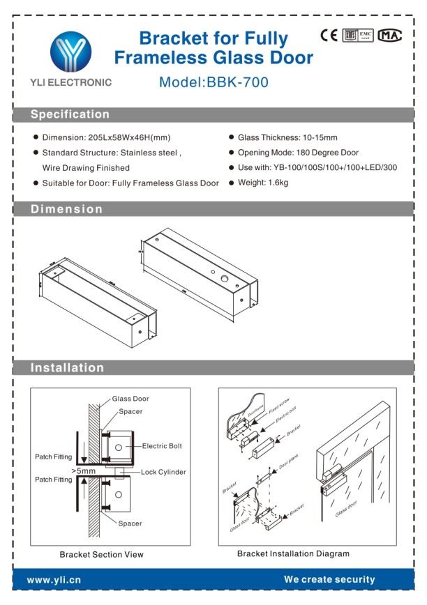 YLI - The Stainless Steel Bracket Is Fully Frameless Glass Door ...