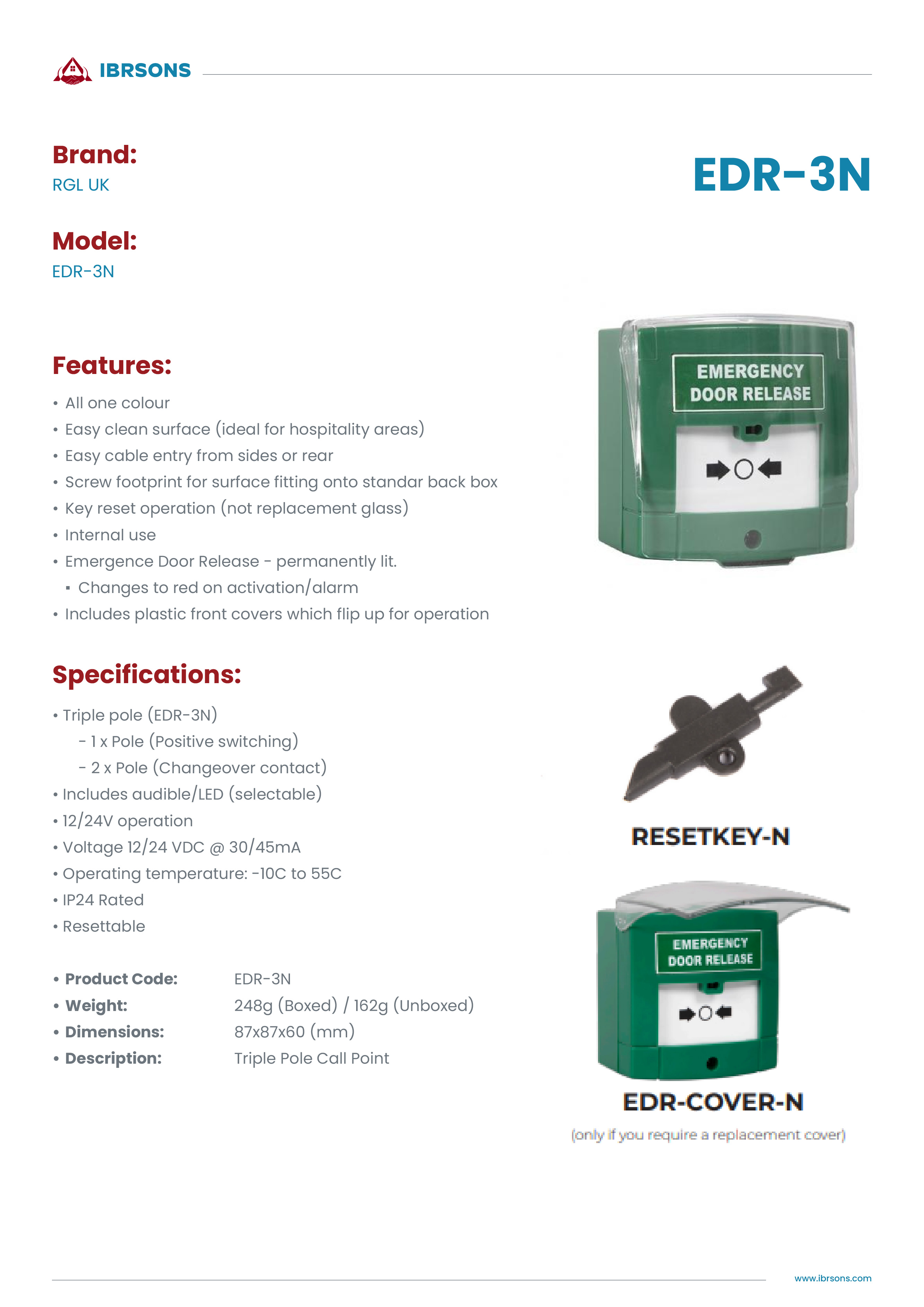 RGL ELECTRONICS - EDR-3 Surface Fitting Resettable, With Buzzer & LED ...